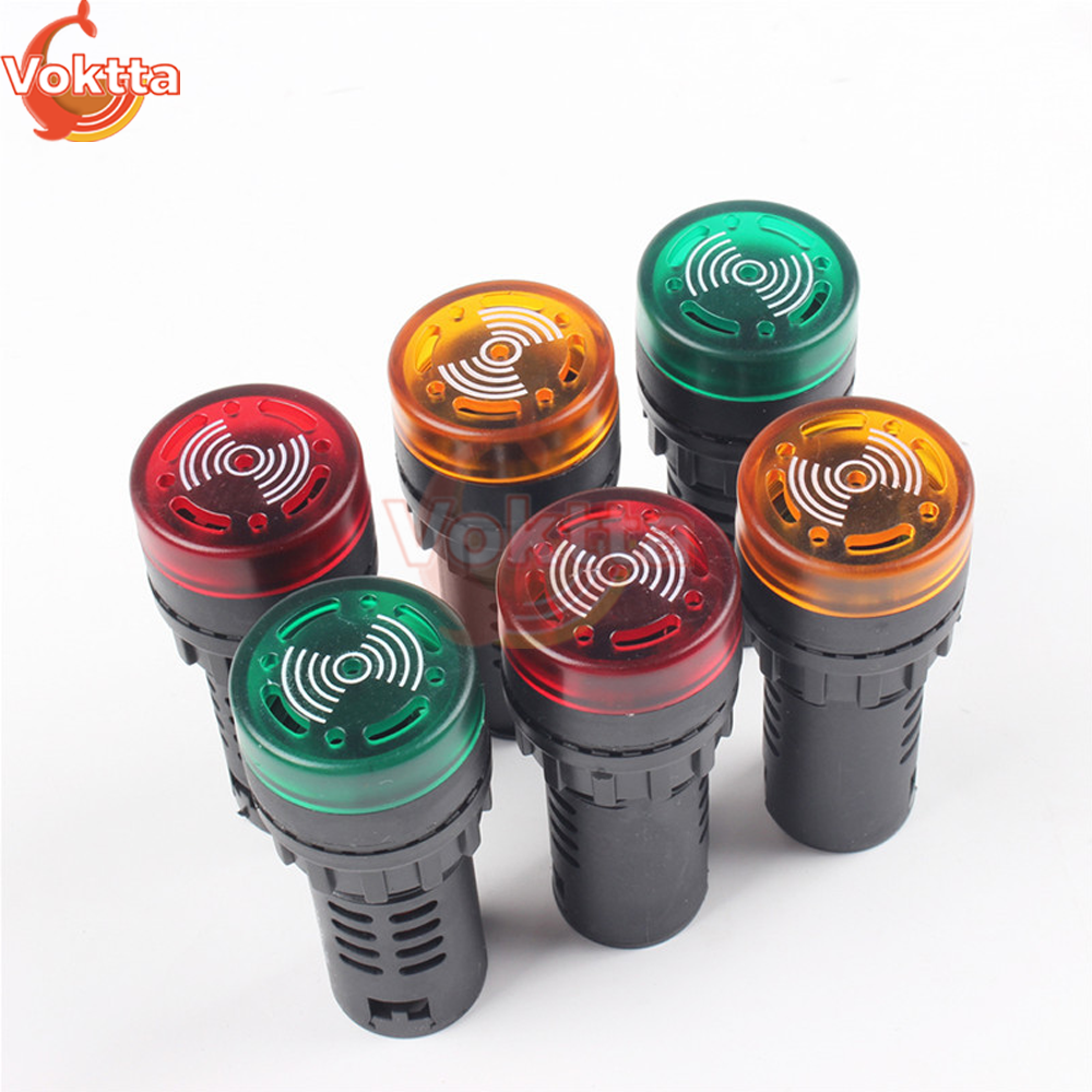 AD16-22SM 22mm LED Active Buzzer AC DC 12V 24V 110V 220V Flash Alarm ...