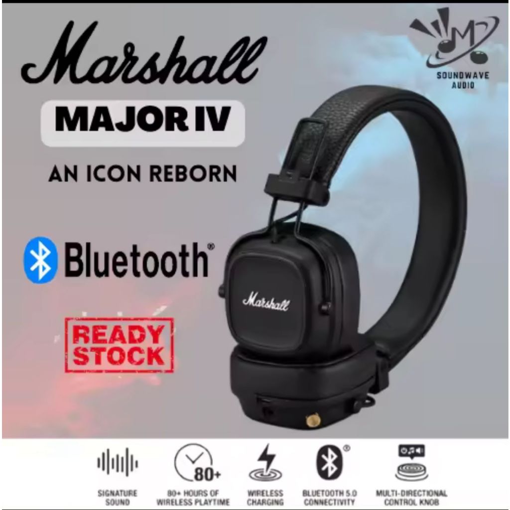 MARSHALL COD MAJOR IV BLUETOOTH BLACK - headphone bluetooth, wireless ...