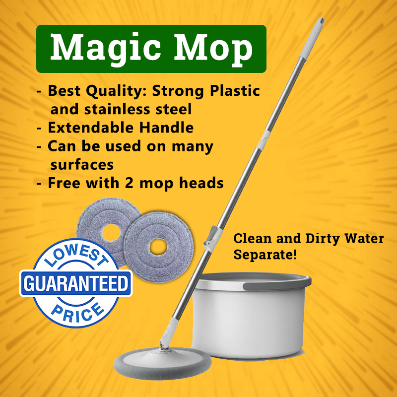 Magic Mop - Clean Water Spin Mop / Easy Mop with Clean Drum Separation ...