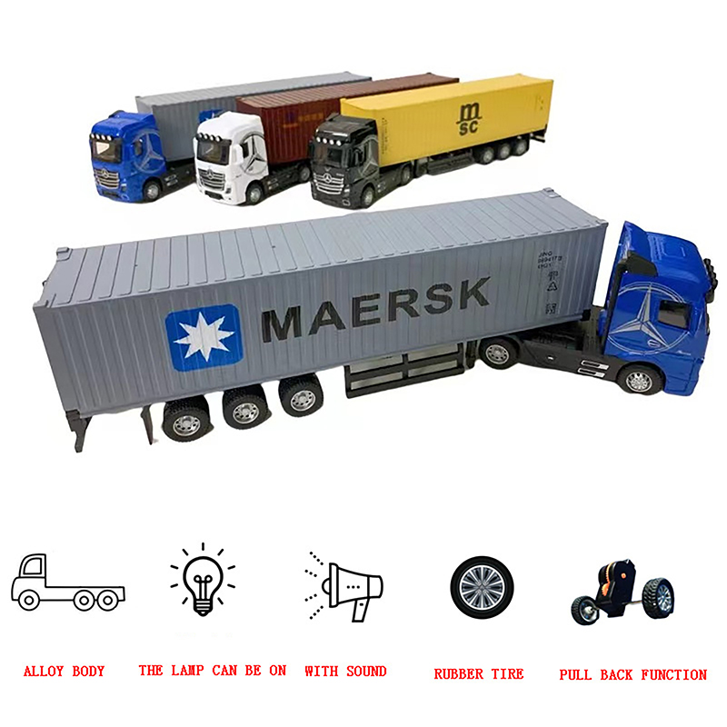 1:36 Diecast Alloy Truck Head Model Toy Container Truck Pull Back With ...