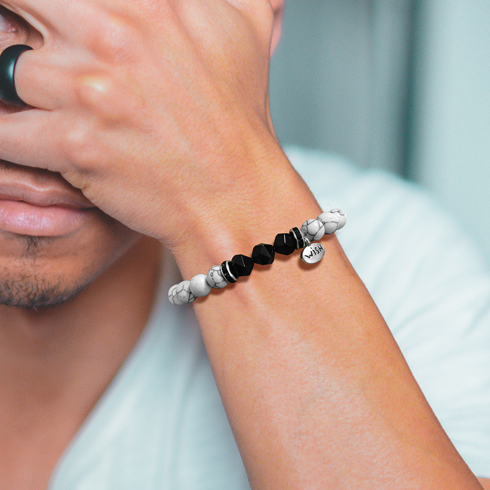 【Innovative designs】2023 new 8mm stone bracelet wish pendant retro men ...