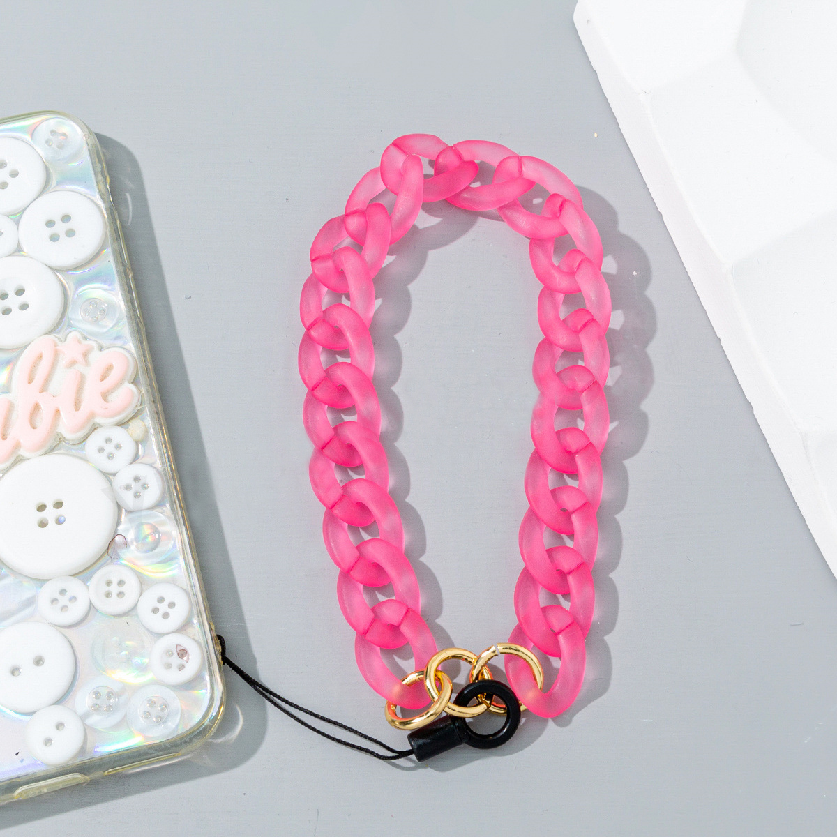 Fashion Colorful Acrylic Lobster Clasp Mobile Phone Chain Hanging Cord ...