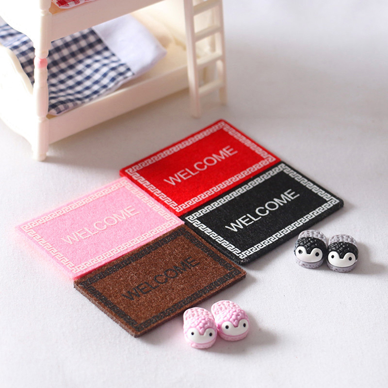 1:12 doll house floor decoration welcome carpet mini slippers miniature ...