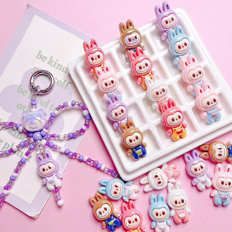 5pcs Cartoon Hole Beaded Handmade DIY Mobile Phone Keychain Material ...