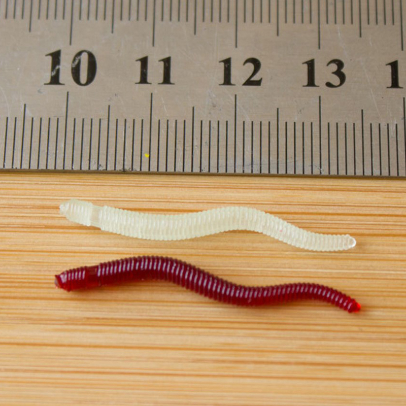 50Pcs Earthworm Worms 35mm Artificial Fishing Lures Tackle Soft Baits ...