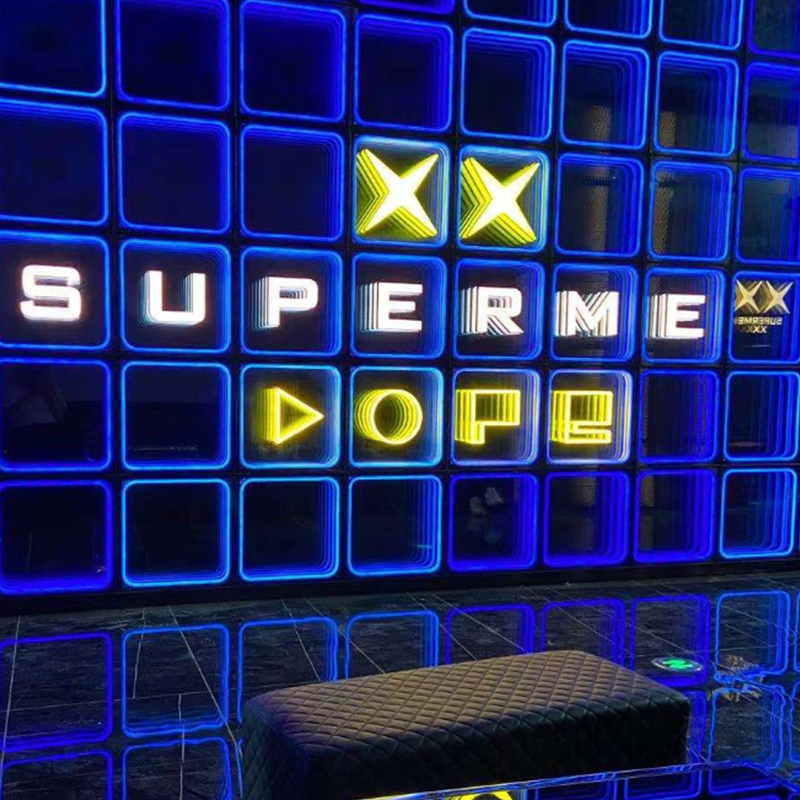 Abyss thousand-layer floor tile mirror background wall LED stainless ...