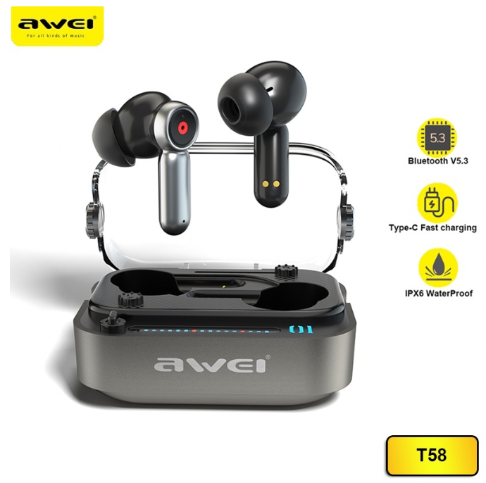 Awei T58 TWS Wireless Earbuds Bluetooth 5.3 Headset Noise Cancelling ...