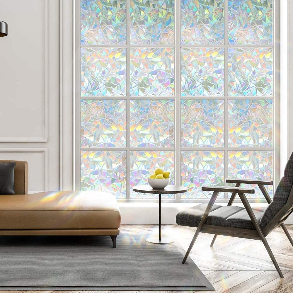 3d Rainbow Effect Window Film 45x100cm Stained Glass Vinyl Self ...