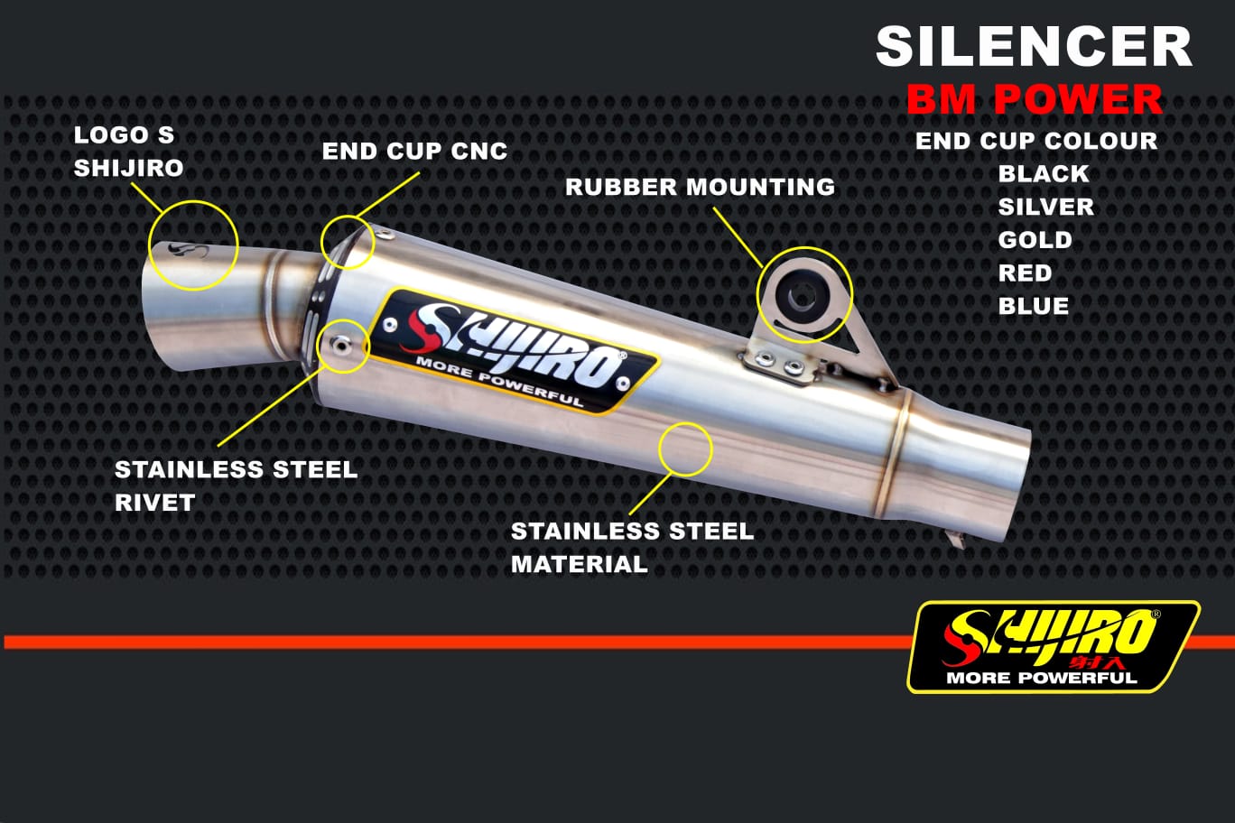 SILENCER ONLY SHIJIRO RACING TYPE BM POWER | Lazada Indonesia