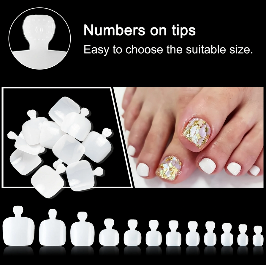 500Pcs Toe Nails Clear Acrylic False Foot Nail Tips Natural Artificial ...