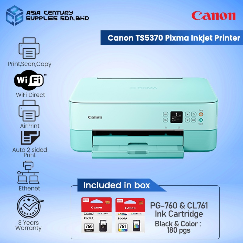 Canon Pixma TS5370 All-in-One Wireless Inkjet Photo Printer Auto Duplex ...