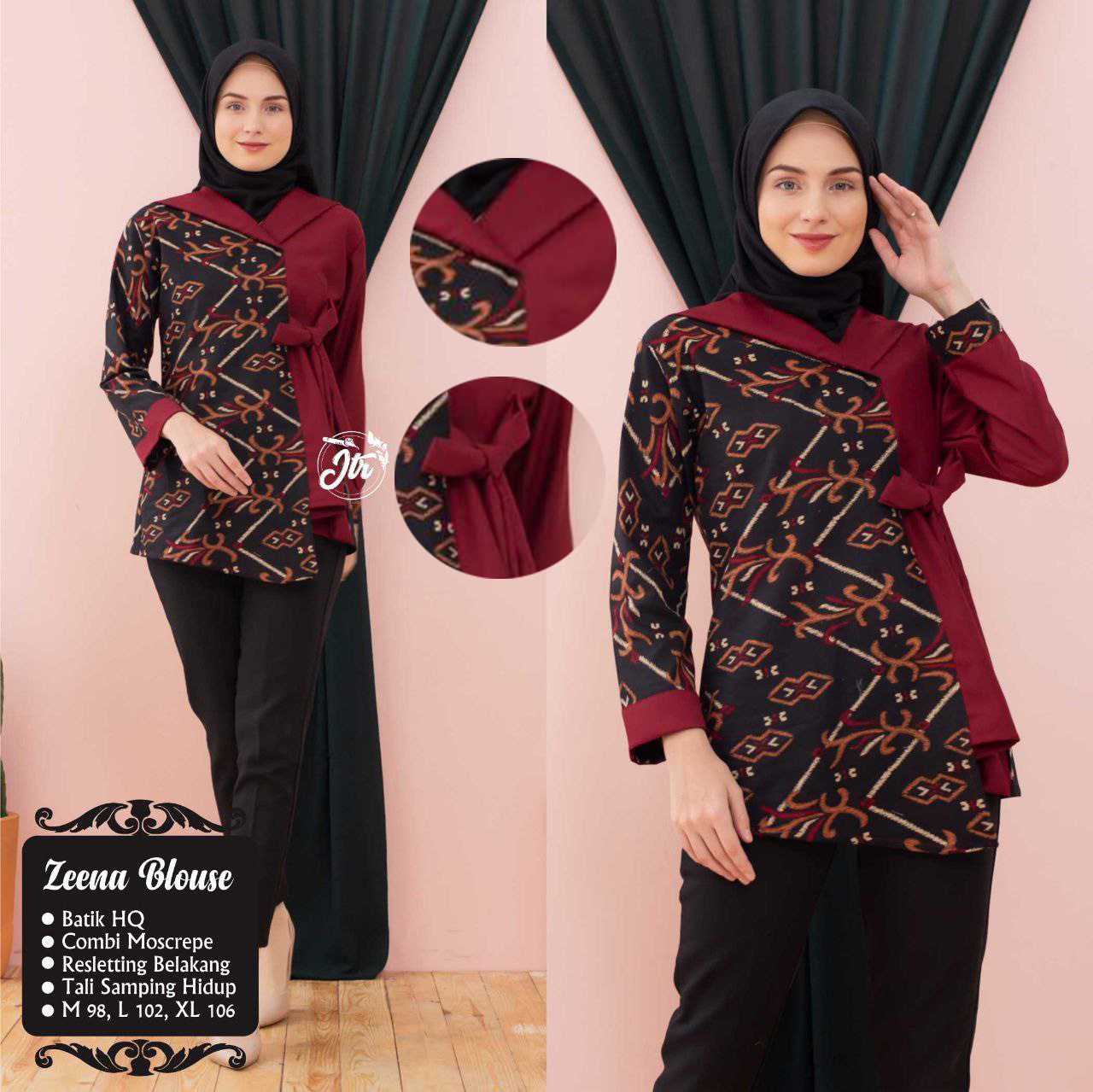 Baju Atasan Batik Wanita Kerja Blouse Kantor - Merah | Lazada Indonesia