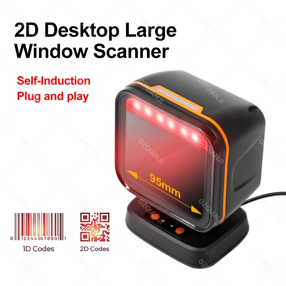 Square Desktop Scanner 1D 2D Barcode QR Code Scanning Omnidirectional ...