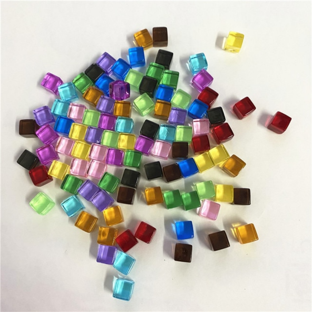 50Pcs/Set 8mm Clear Cube Colorful Crystal Square Corner Transparent ...