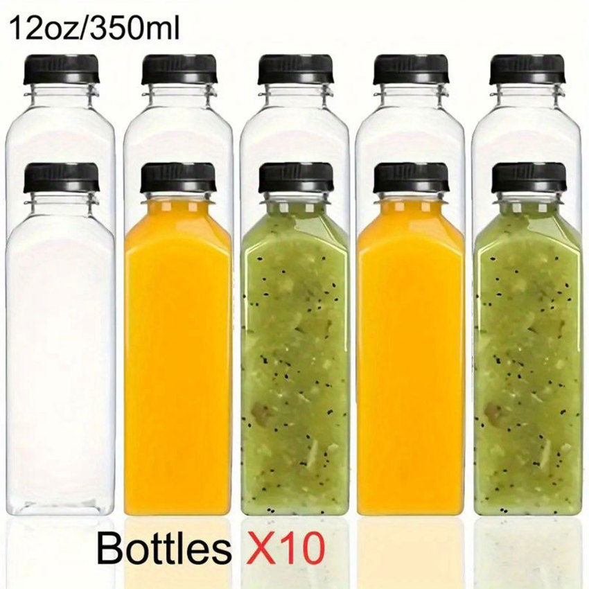 Square Plastic Juice Bottle Transparent Plastic Bottle Disposable Food ...