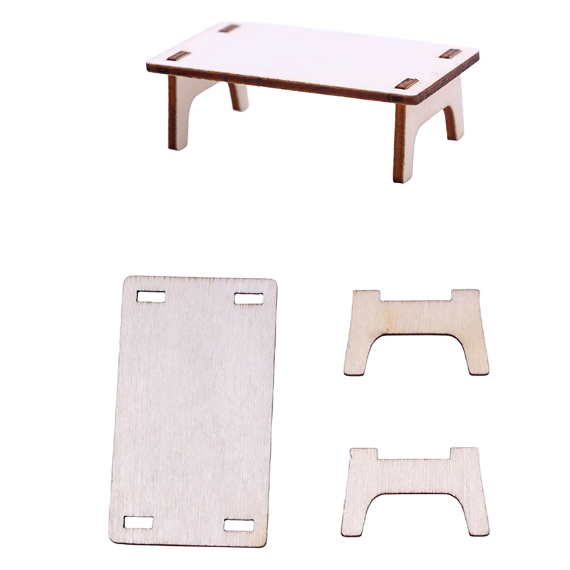 2Pcs 1:12 Dollhouse Miniature Table Splice Desk Stool Furniture Home ...