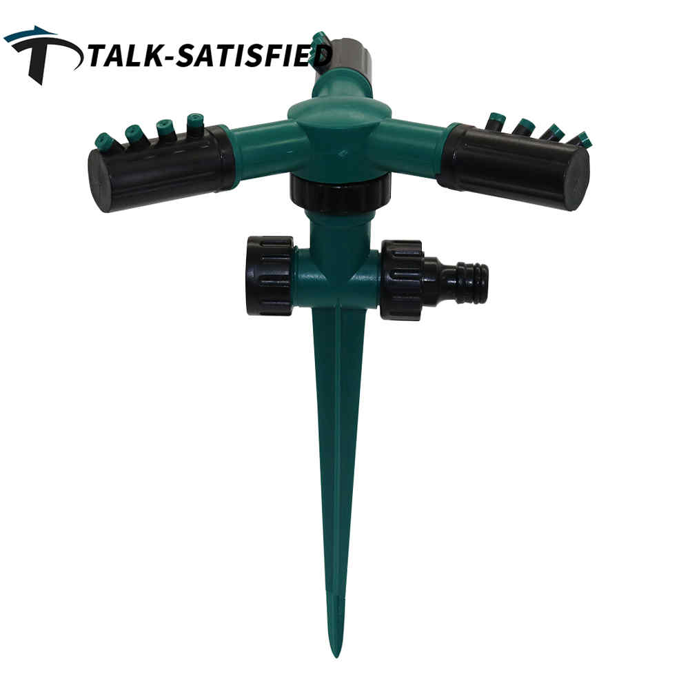3-head 360 Degree Rotating Sprinkler With Support rod Irrigation Nozzle ...
