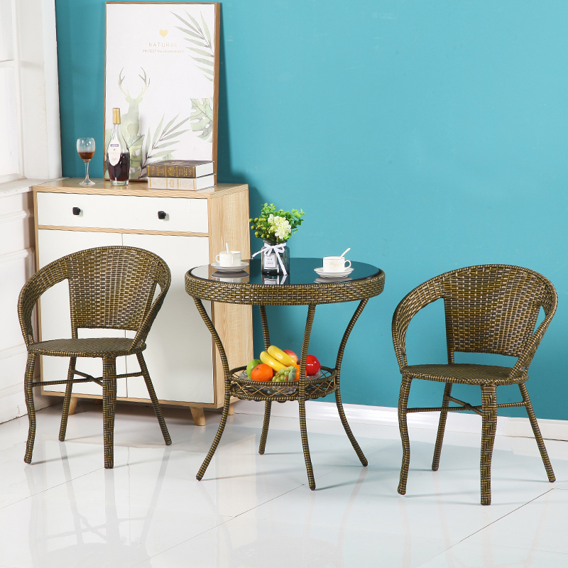 Rattan chair set of three balcony tables and chairs coffee table ...