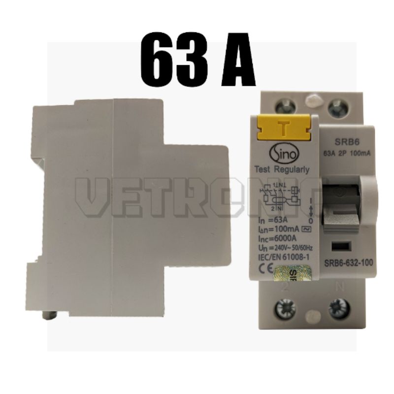 SINO ELCB / RCCB 40A / 63A 2 pole / 100ma SIRIM APPROVED | Lazada