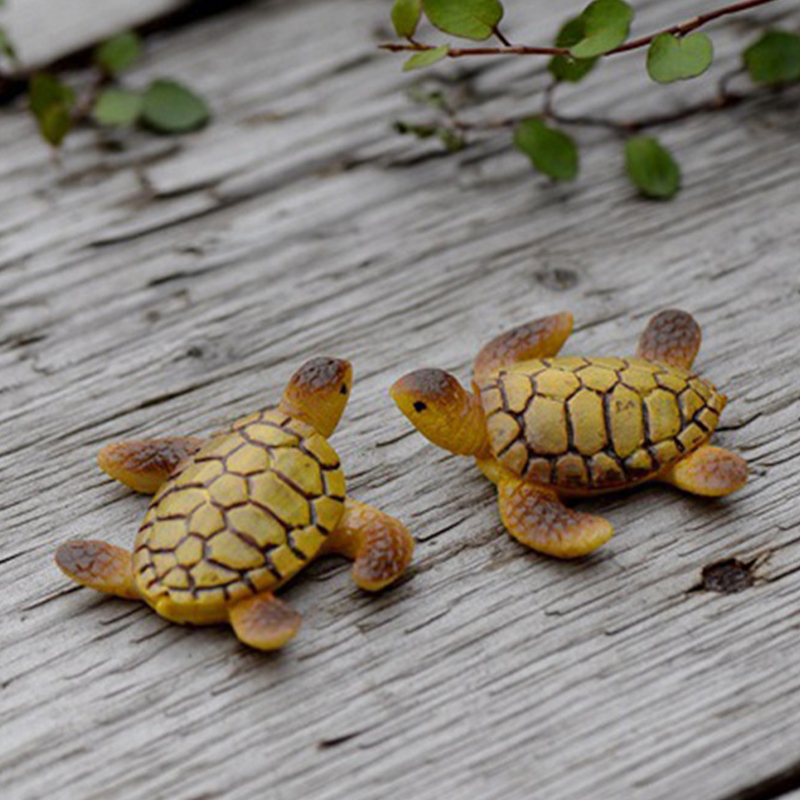 2Pcs Mini Sea Turtle Model Resin Turtle Figurines Fish Tank Miniature ...