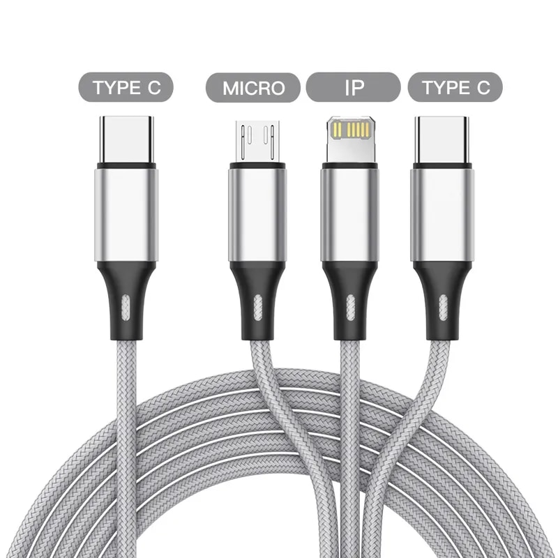3 in 1 USB C To Micro USB Type C PD Cable For iPhone 14 13 Xiaomi ...