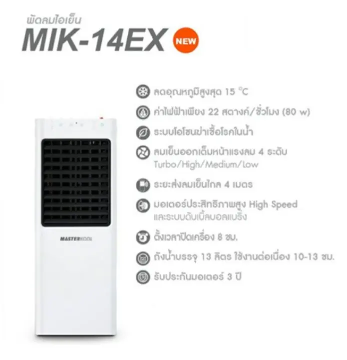 MASTERKOOL พัดลมไอเย็น รุ่น MIK-14EX (สำหรับพื้นที่ 15ตร.ม.) รับประกันศูนย์ | Lazada.co.th
