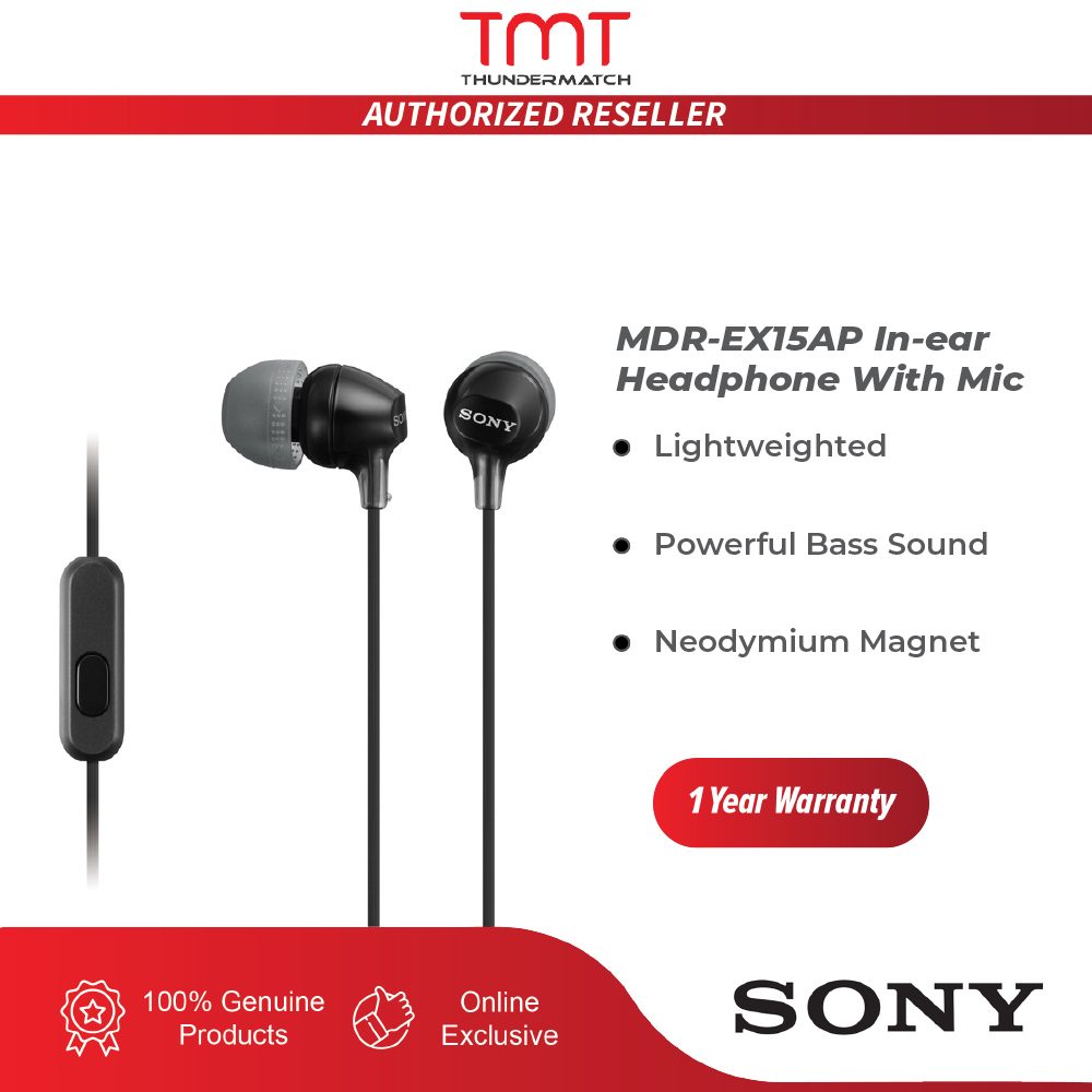 Sony MDR-EX15AP Casual Wired In-Ear Headset with Mic | Lazada