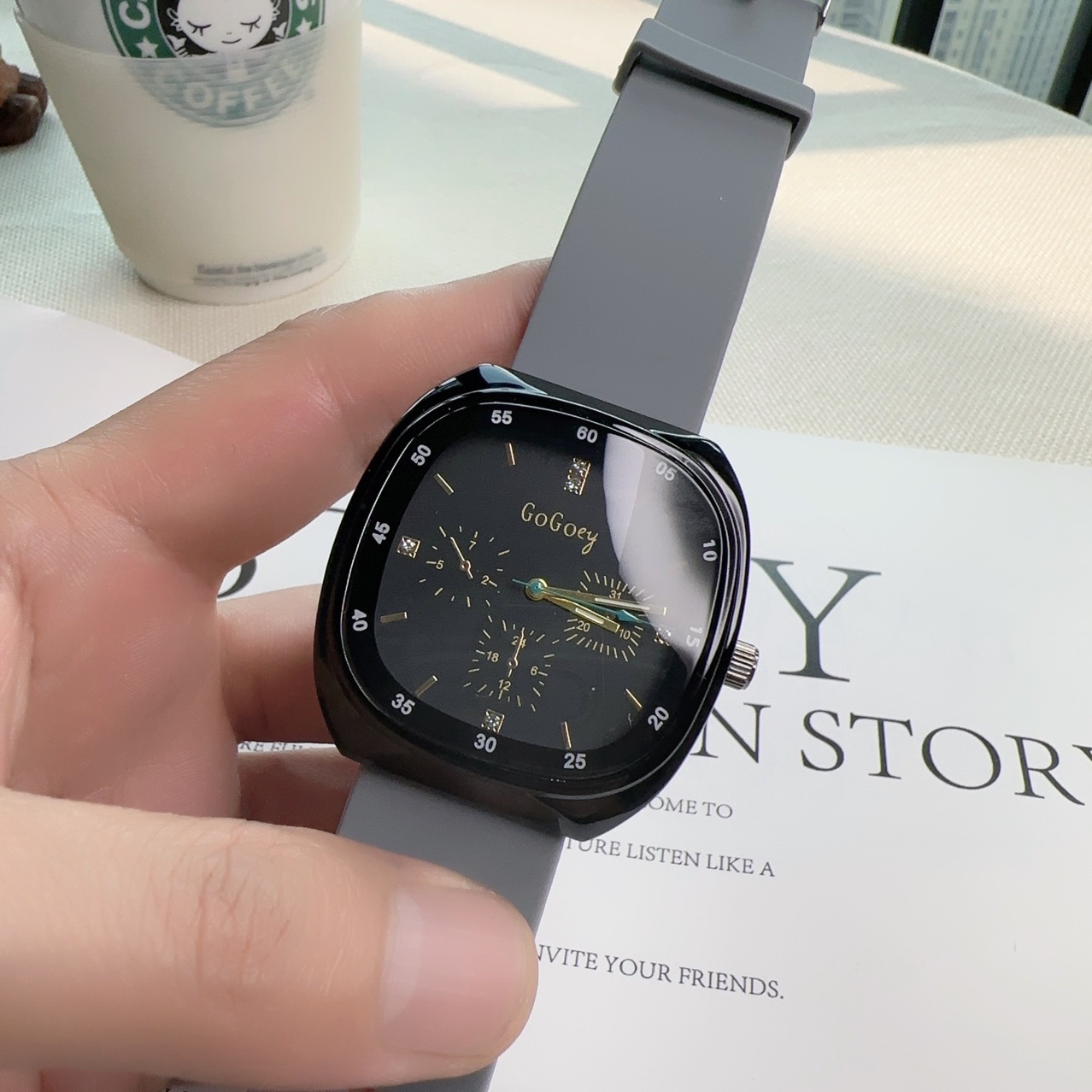 Large Dial Silicone Strap Men's Watch Women's Sports Casual High-End ...