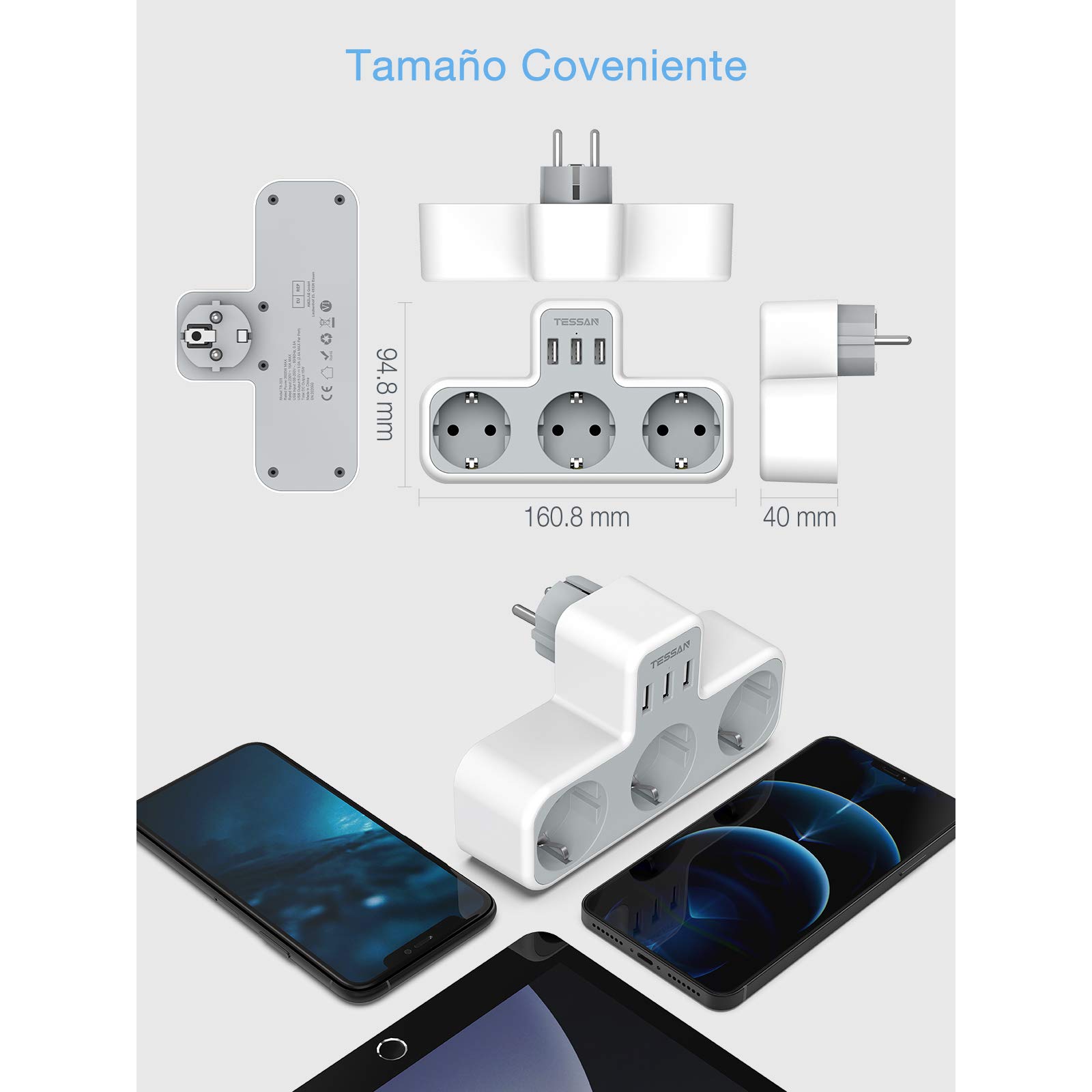 【Folio & Light】Tessan Multiple Wall Socket With 3 Ac Outlets 3 Usb ...