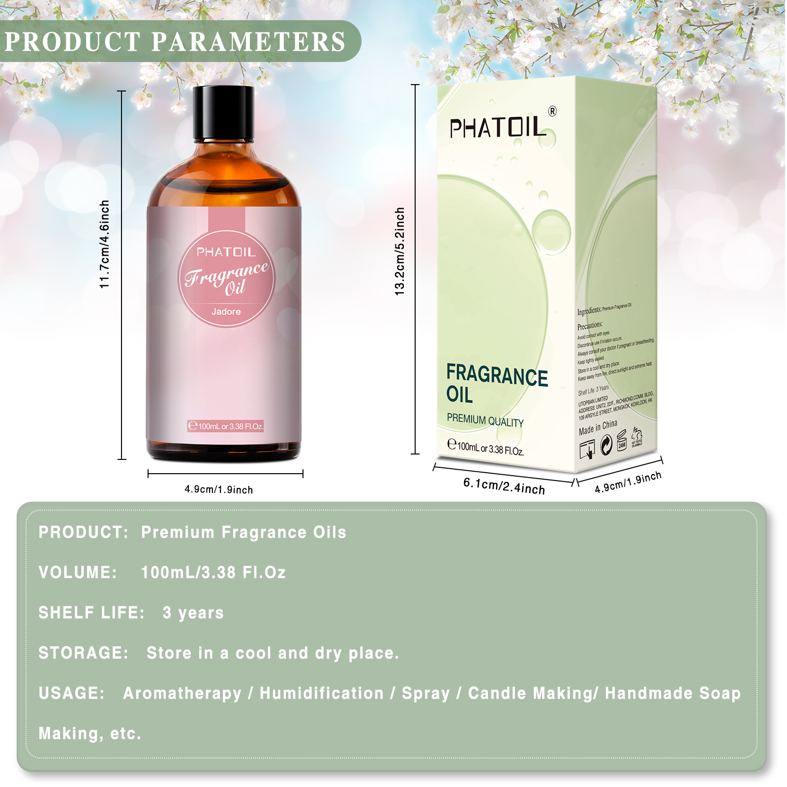 PHATOIL 100ml Fragrance Oils for Scented Candles Soap Making Diffuser ...