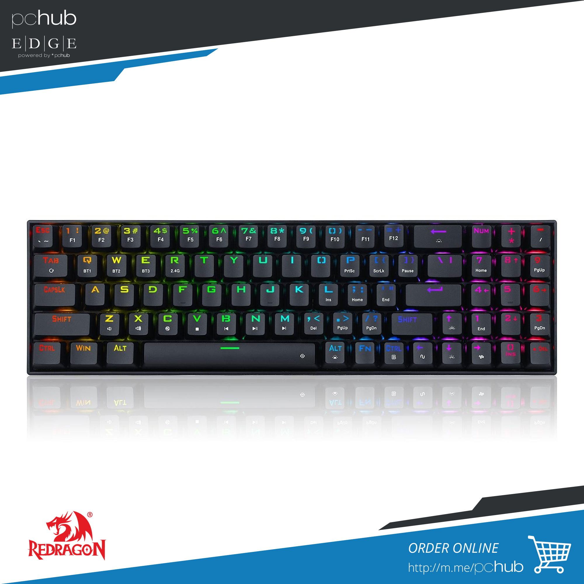 Redragon Zed Pro K627P-KNS TKL78 RGB, black, 3 mode wireless mkb mech ...