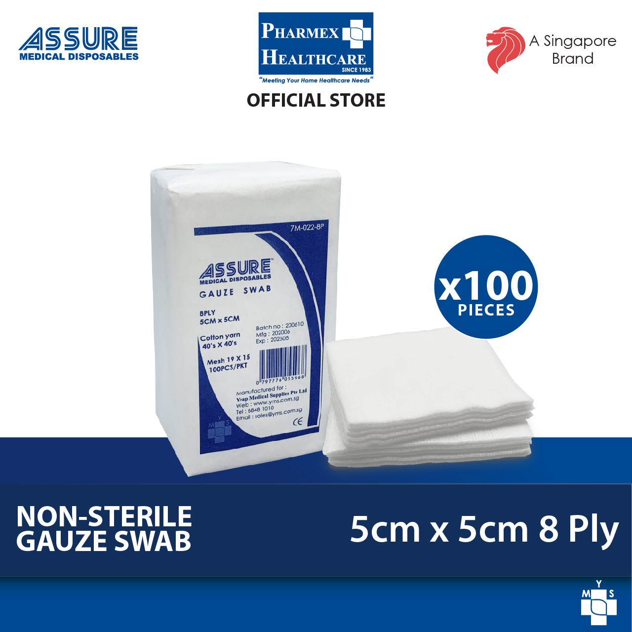 ASSURE Gauze Swab Non-Sterile 5cm x 5cm x 8-Ply, 100 Pce/Pkt | Lazada ...
