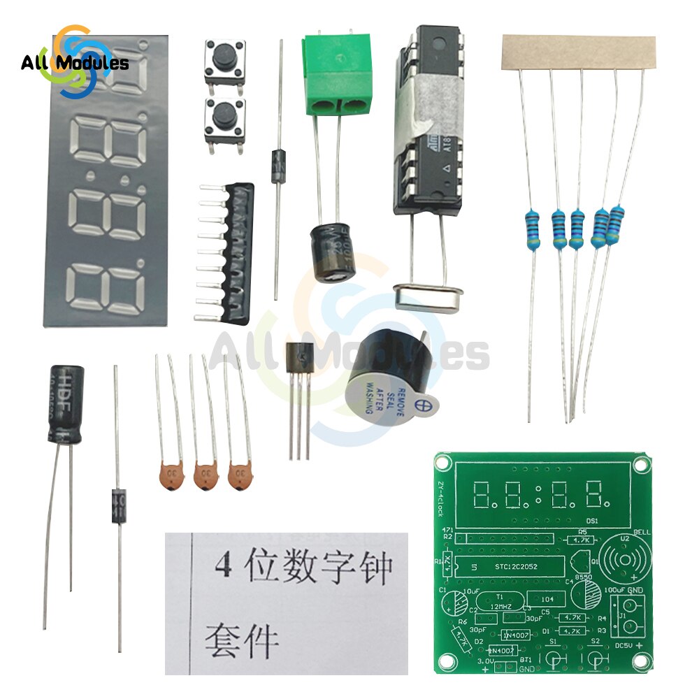 DIY Electronic Clock kit 4 Digital Tube LED time Display DIY soldering ...