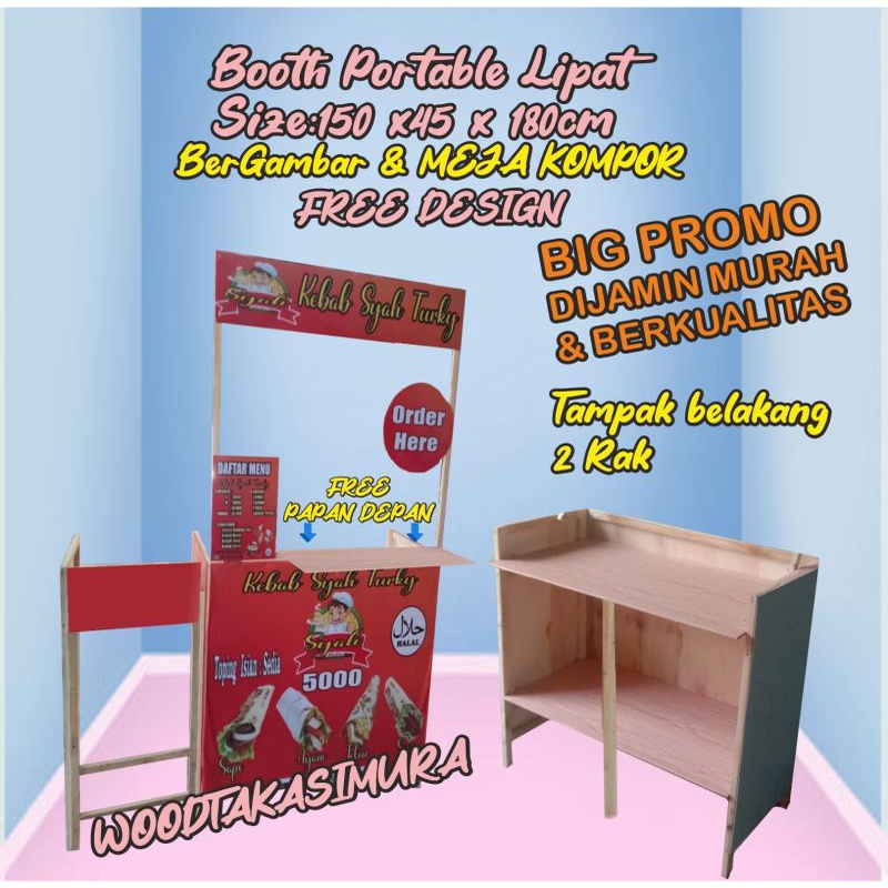 booth portable/booth portable murah/event desk/gerobak lipat/meja lipat ...
