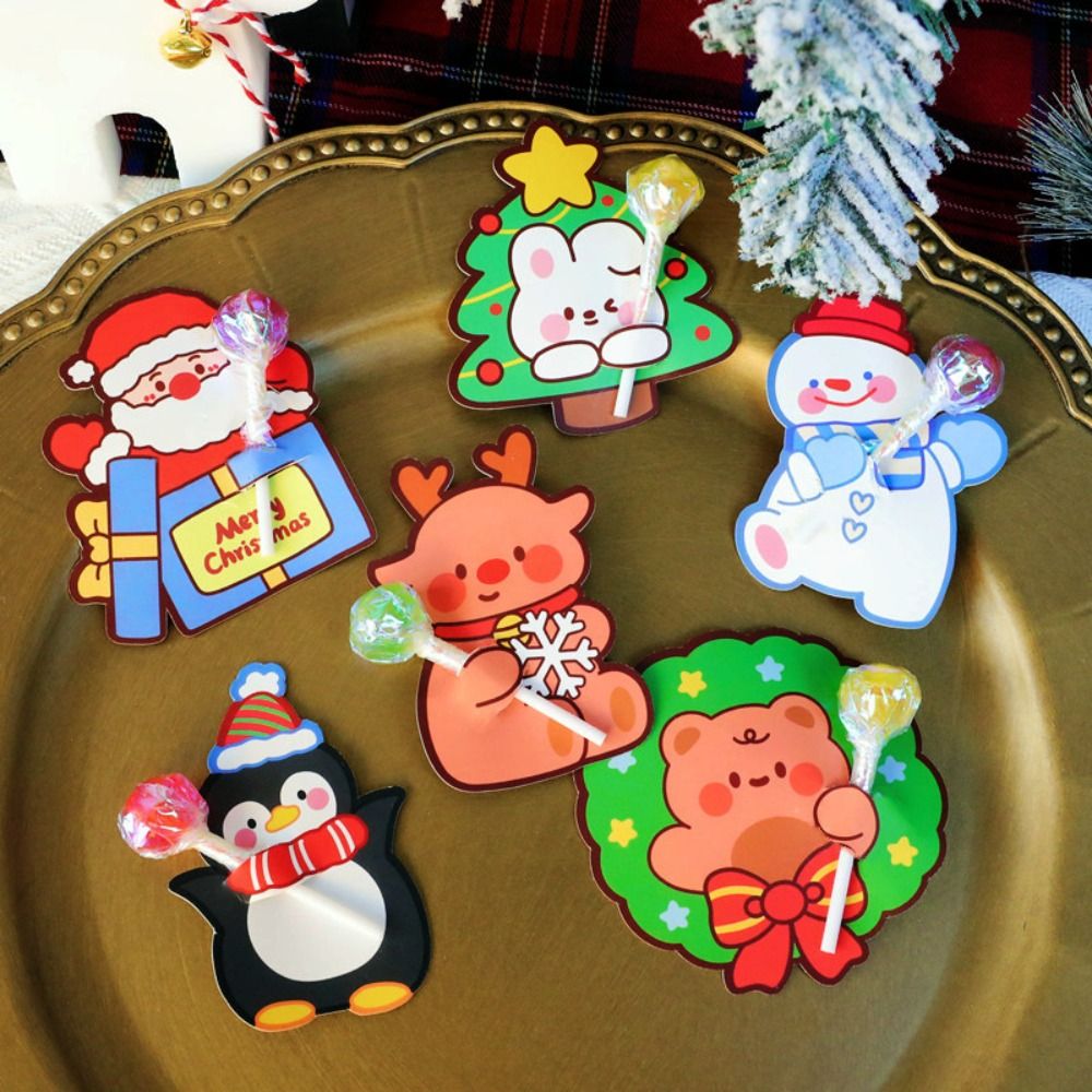 50PCS/set Multipurpose Cartoon Christmas Lollipop Paper Card Penguin ...