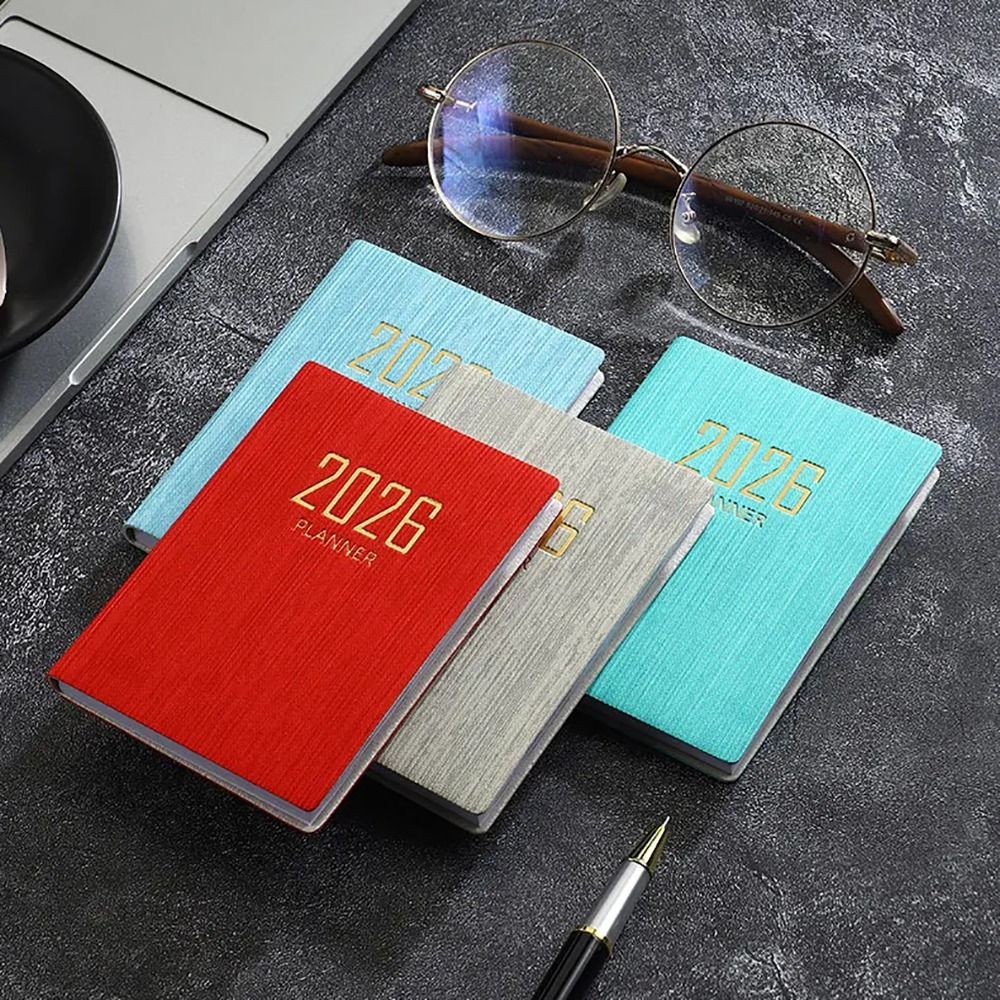 2Pcs Journal 2026 A7 Planner Book Mini Portable Thin Design Agenda Book ...