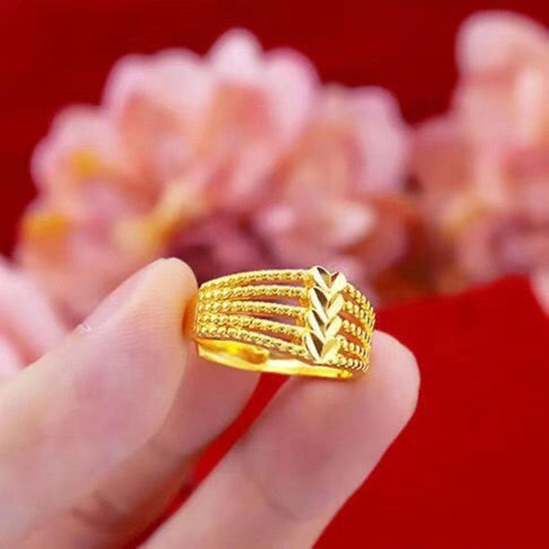 24K Gold Plated Heart 5 Wire Opening Adjustable Ladies Ring Ladies ...