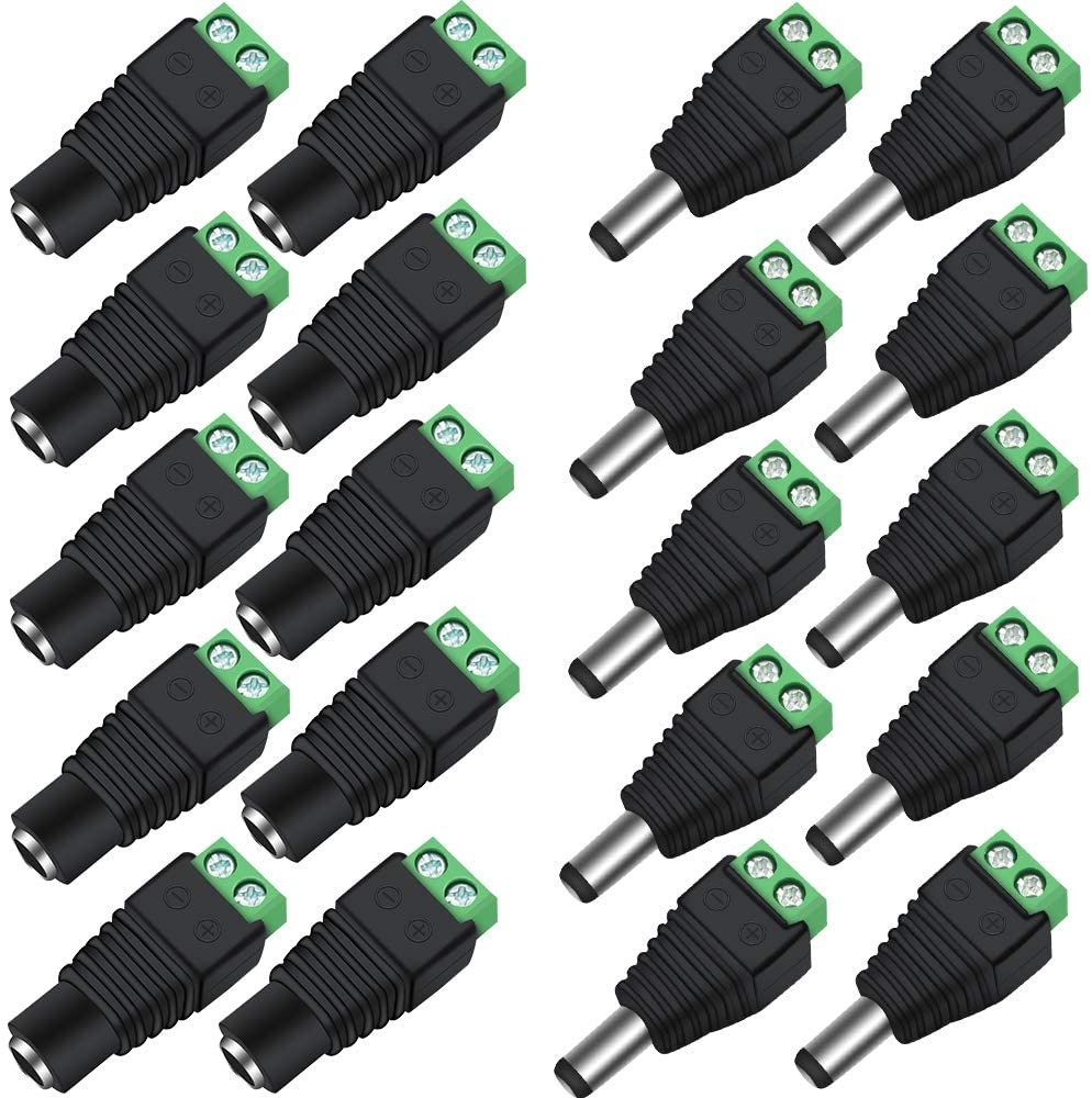 5pairs Male&Female DC 12V Power Plug Jack Socket Screw Terminal CCTV ...