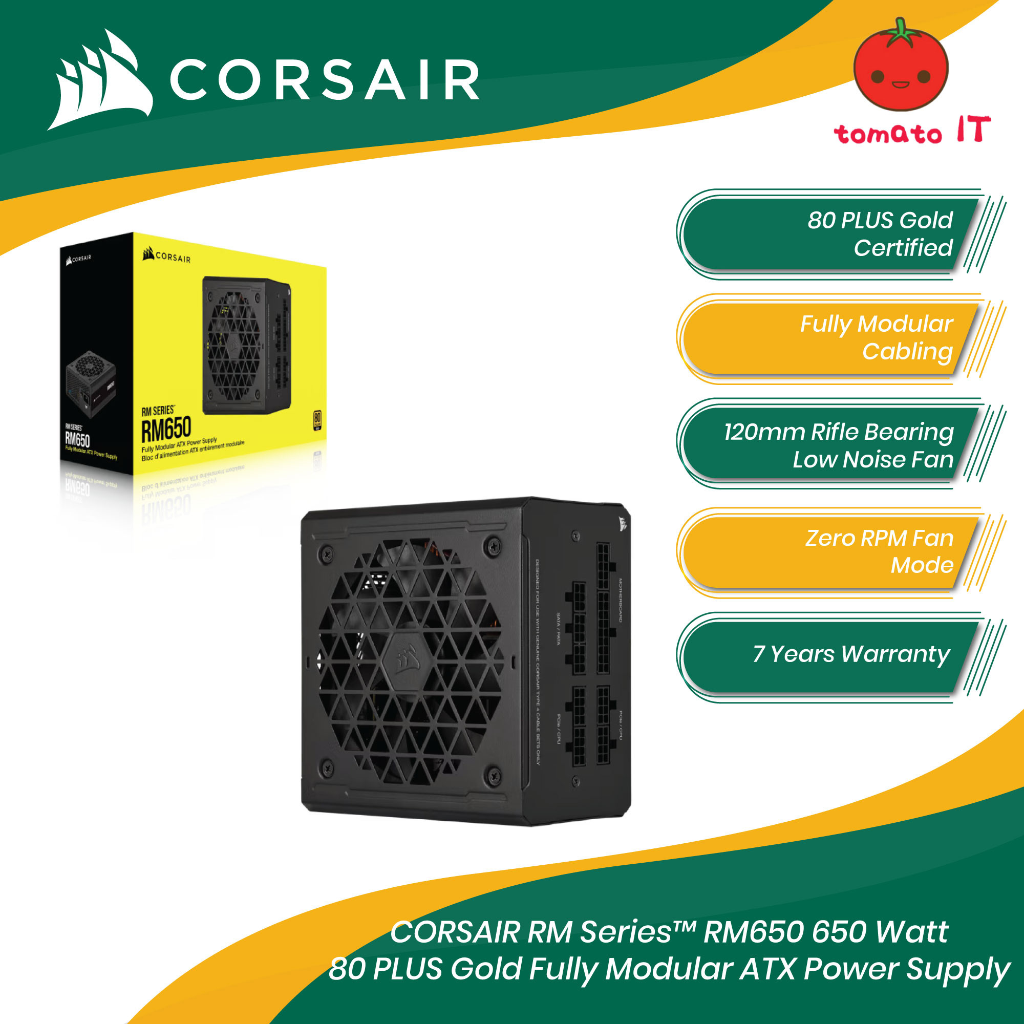CORSAIR RM Series™ RM650 650 Watt 80 PLUS Gold Fully Modular ATX Power ...