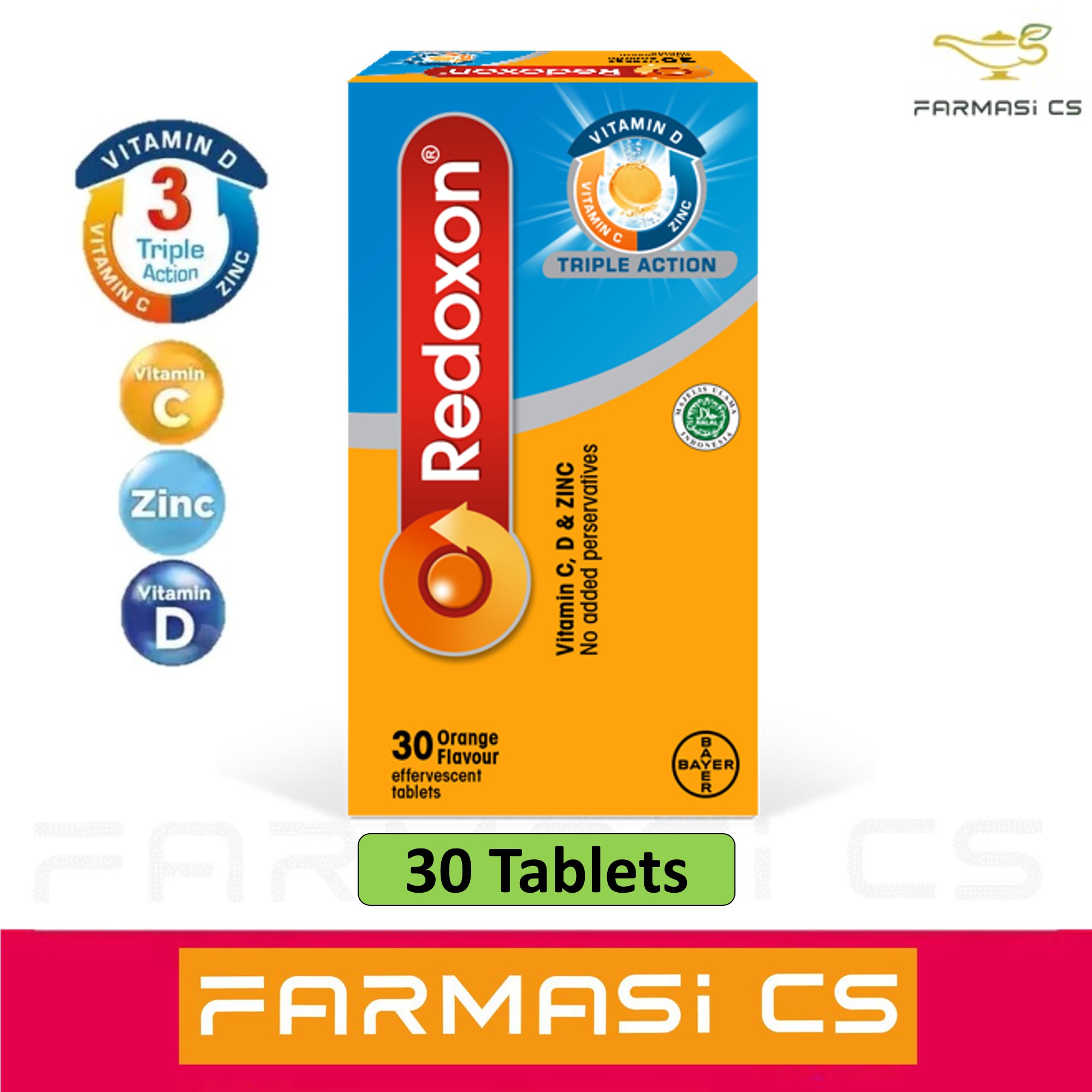 Redoxon Triple Action EXP:02/2027 Orange Effervescent 30 Tablets ...