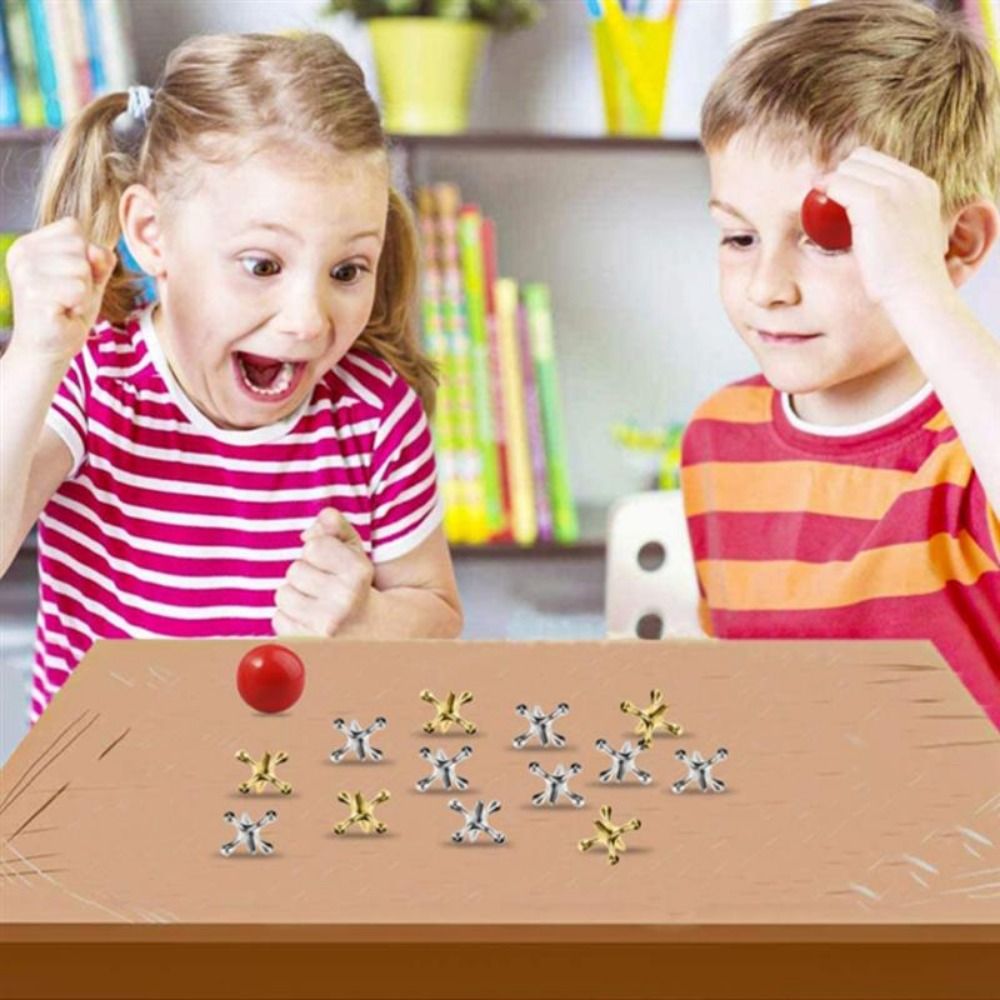 11pcs/set Play Jacks Board Game Toned Metal Jacks Puzzle with Red ...