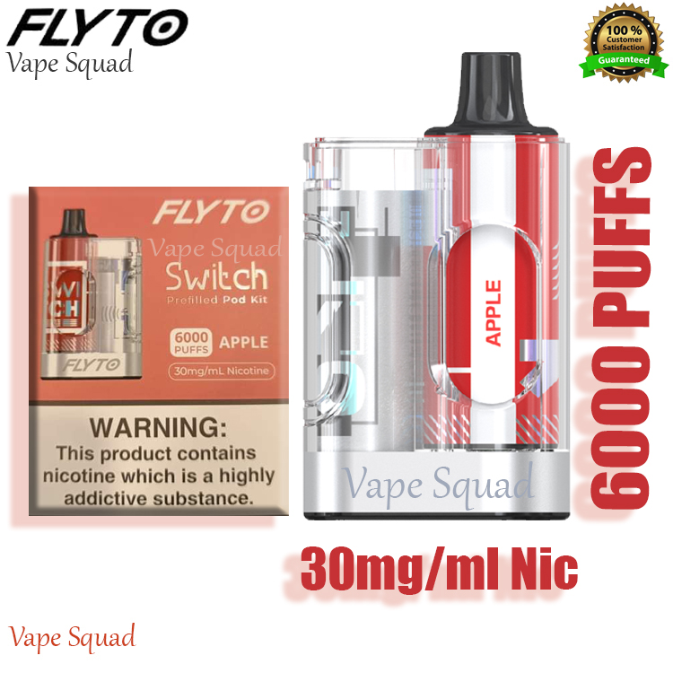 FLYTO SWITCH 6000 Puffs- Apple Prefilled Pod Kit-30Mg-500mh Battery ...