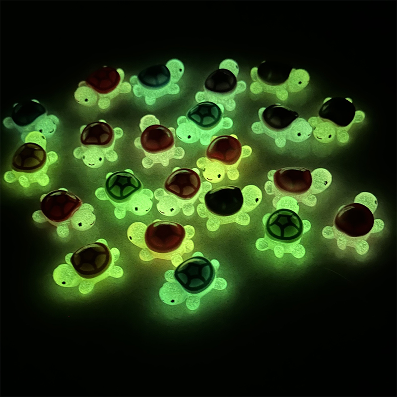 10Pcs Cute Cartoon Mini Luminous Turtle Resin Miniature Figurine ...