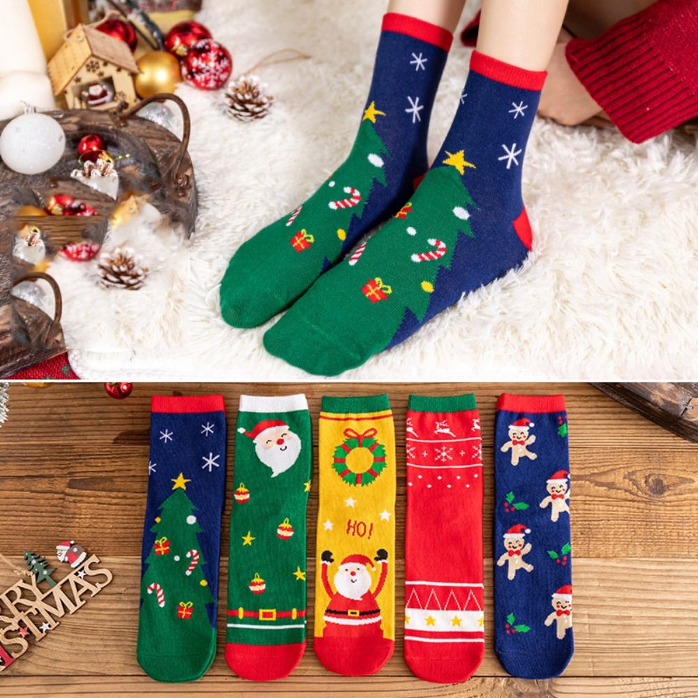 Cute Snow Christmas Socks Thickened Elk Santa Claus Socks Cotton Crew ...