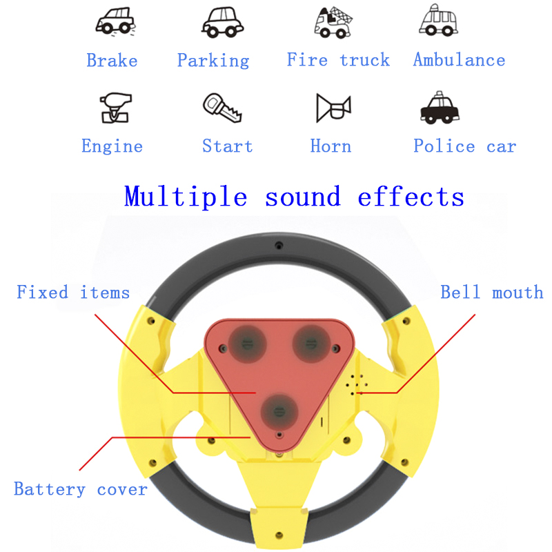 Simulation Steering Wheel Toy with Light Kids Musical Copilot Stroller ...