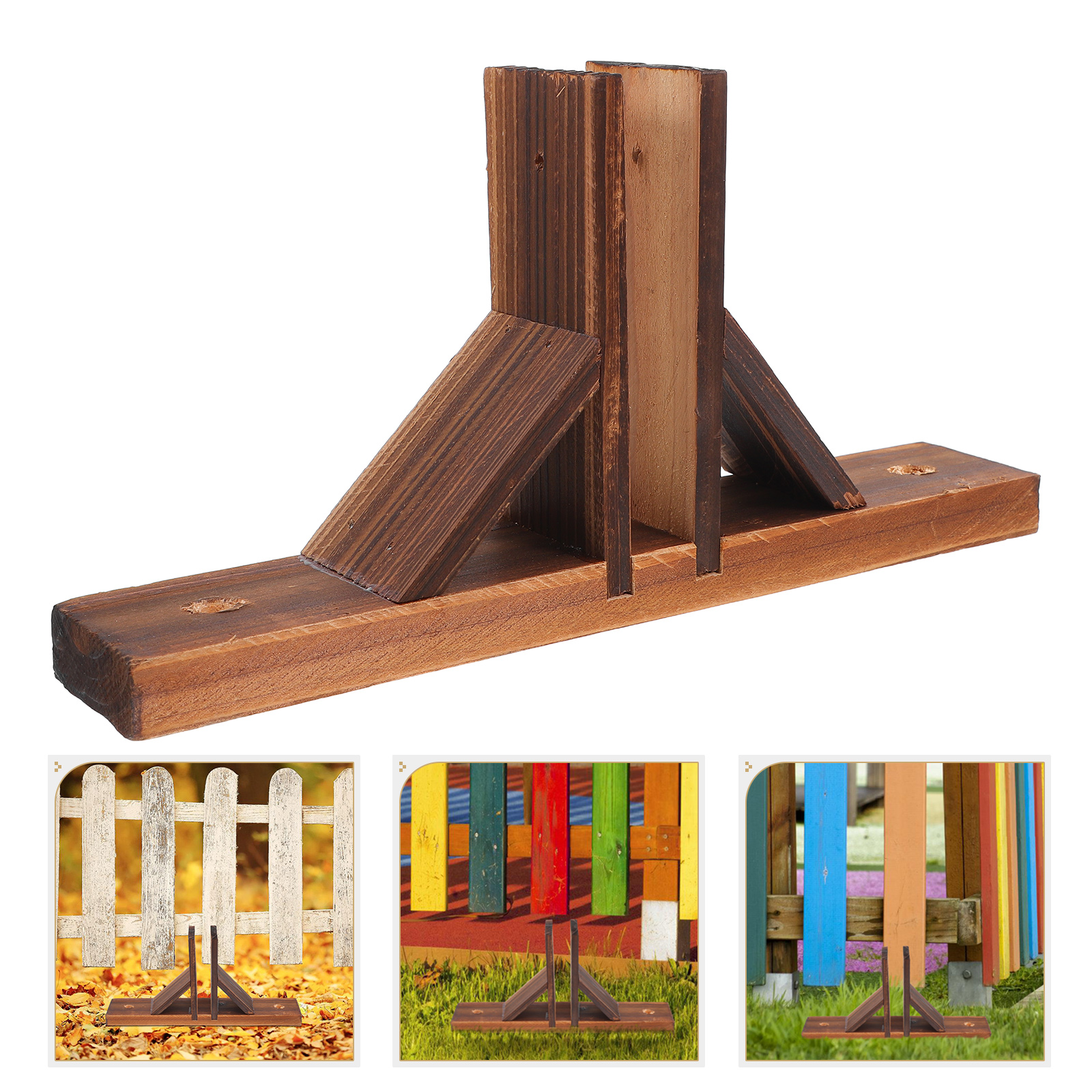 Wooden Fence Base Support Stand Freestanding Solid Wood Outdoor Garden ...