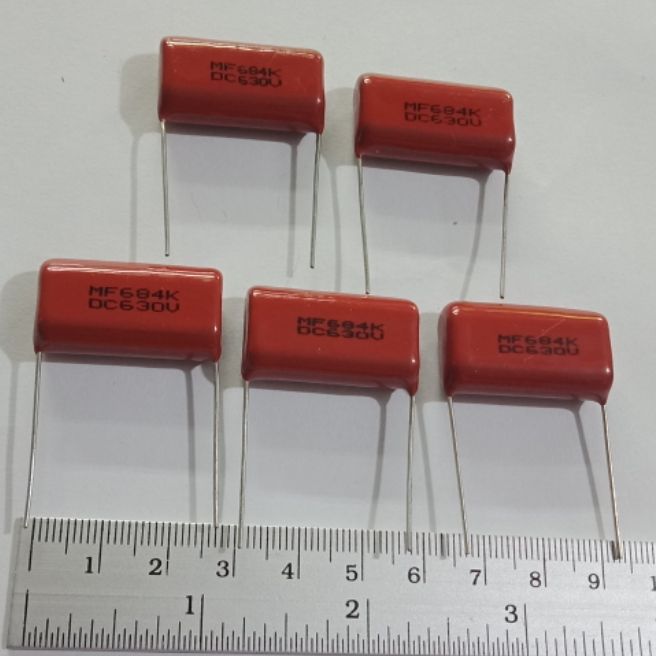 Capacitor0.68UF 630V MF684K 680NF 684PF (แพ็คละ10ตัว)ไมล่า คาปาซิเตอร์ ...