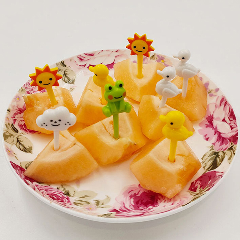 8pcs/set Cartoon Fruit Fork Picks Kids Snack Dessert Bento Sandwich ...
