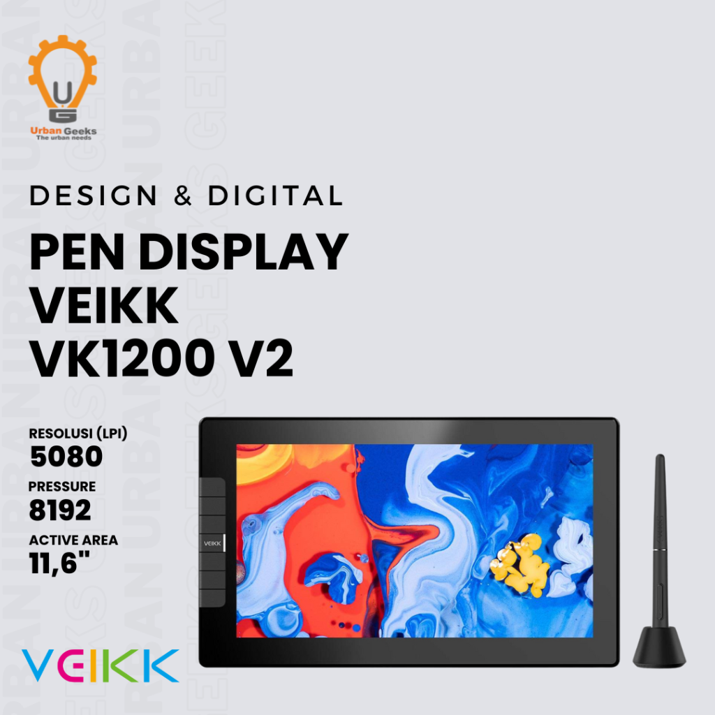 VEIKK VK1200 V2 Digital Display Drawing Pen Design Tablet Alt VK1060 ...