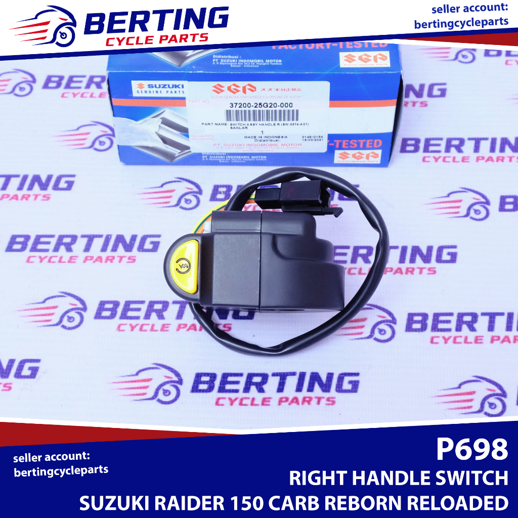 SGP RIGHT HANDLE SWITCH Suzuki Raider 150 Carb Reborn Reloaded Genuine ...
